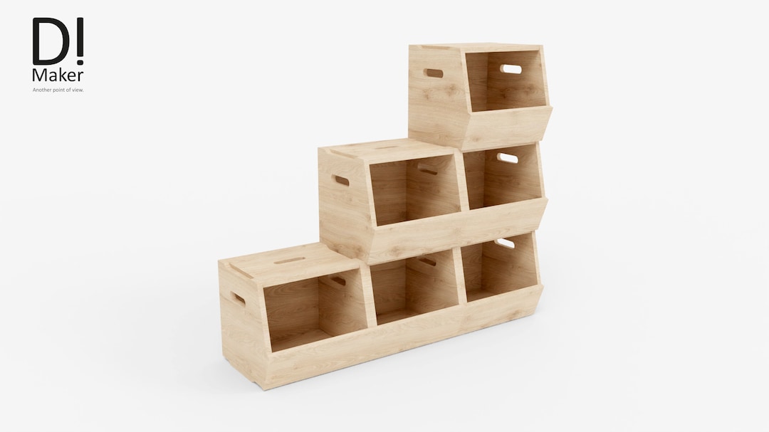 Stackable Organizer Container. CNC Router, DIY, Plywood, DXF, SVG, PDF ...