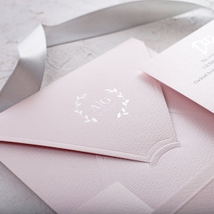 Blush Pink Paper Wedding Invitation, Foiled Wedding Invites, Silver ...
