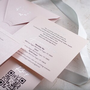 Blush Pink Paper Wedding Invitation, Foiled Wedding Invites, Silver ...