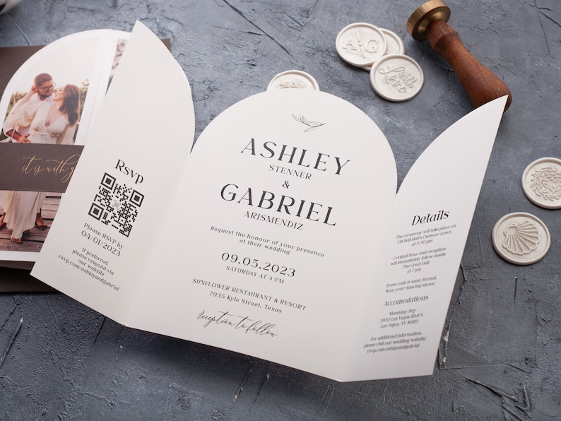 Arch Wedding Invitation With Photo Modern Arch Wedding - Etsy