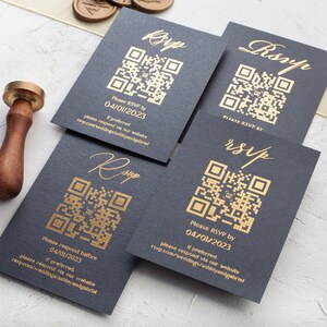 Foil QR Code RSVP Card: Modern Wedding Response, Gold, Rose Gold ...
