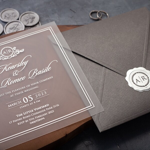 Dark Gray Invitation - Etsy