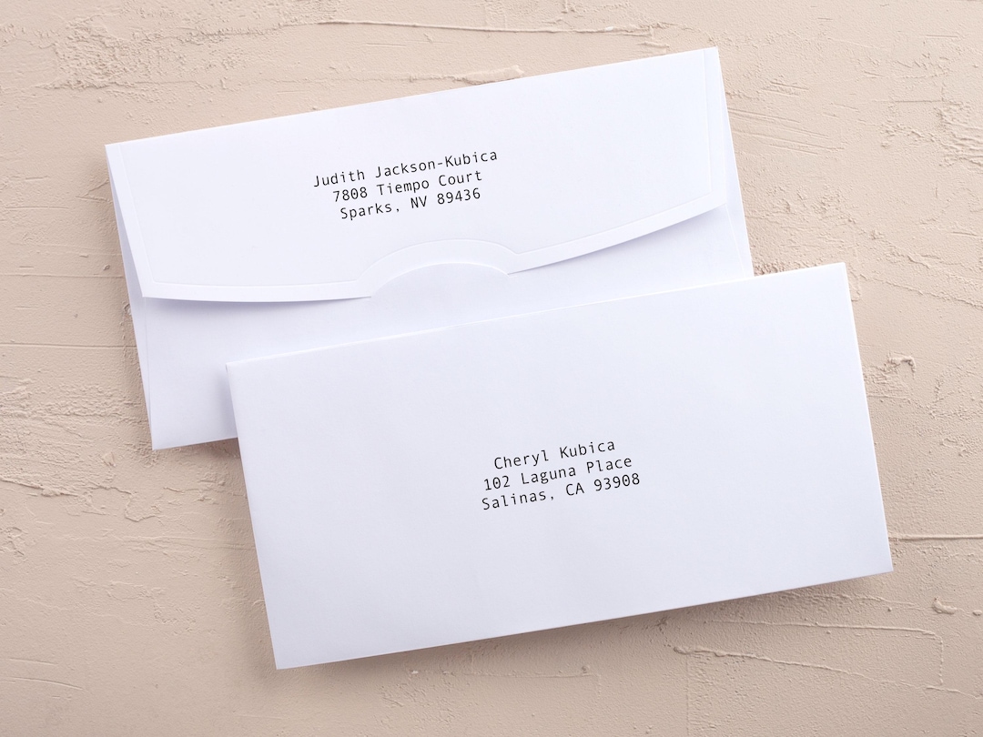 Custom Printed Envelopes With Return and Guest Address | White Mail ...