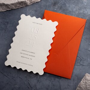 Embossed Save the Date, Letter Press Save the Date Invite, Burnt Orange ...