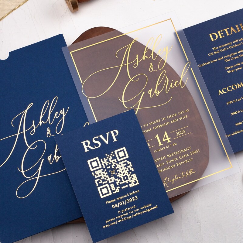 Navy Blue Invitation - Etsy
