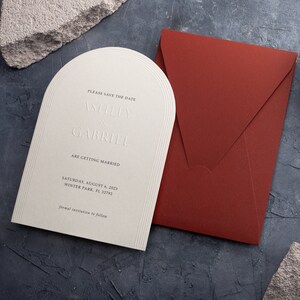 Arch Embossed Wedding Invitation, Letterpress Invite, Emboss Wedding ...
