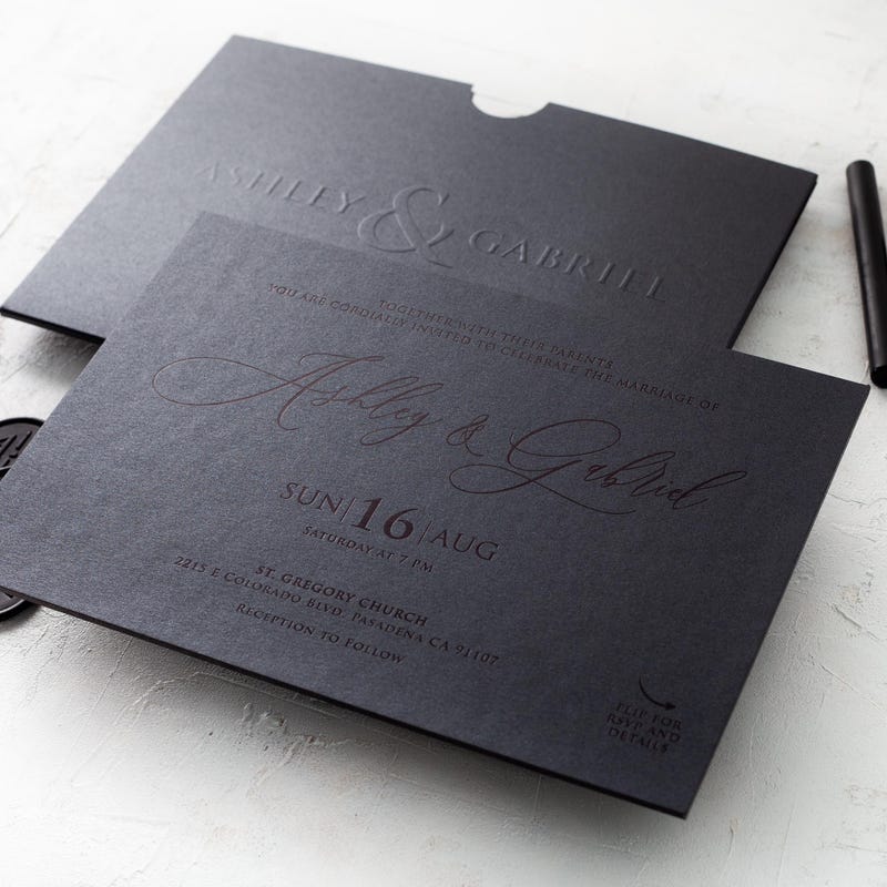 Black Wedding Invitation - Etsy