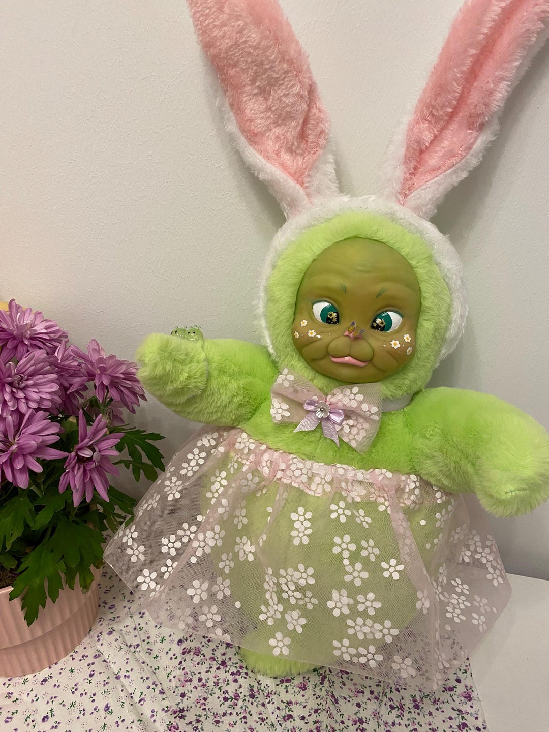 Grinch Plush - Handmade Plushie, Art Doll, Rubber Face Inspired, OOAK ...