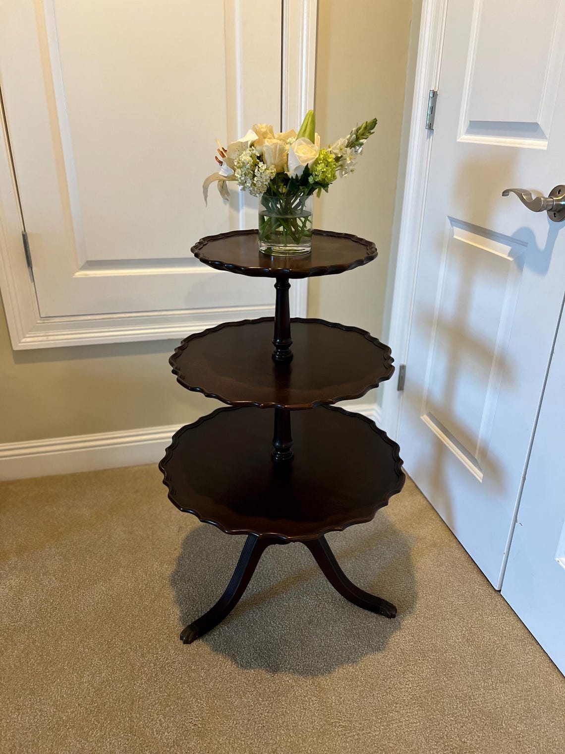 Antique 3 Tier Pie Crust Table by Ferguson Bro. Hoboken NJ 34” Tall ...