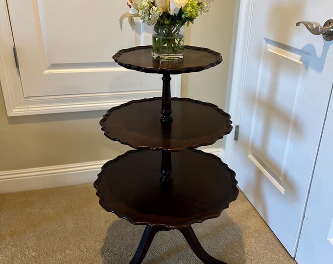 Antique 3-tier Pie Crust Table by Ferguson Bro. - Hoboken NJ - Etsy