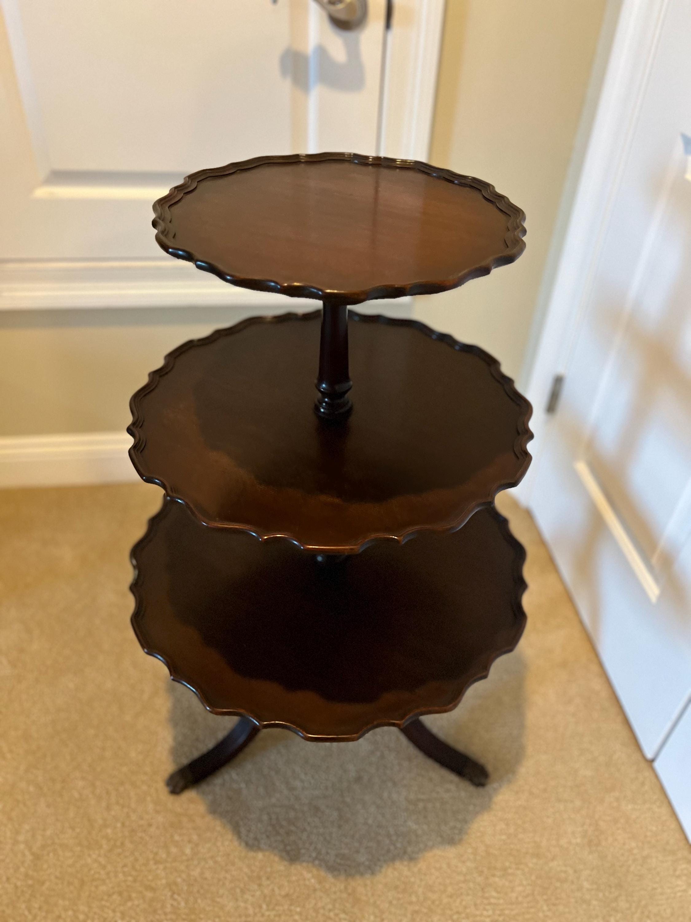 Antique 3 Tier Pie Crust Table by Ferguson Bro. Hoboken NJ 34” Tall. Dumb Waiter. - Etsy