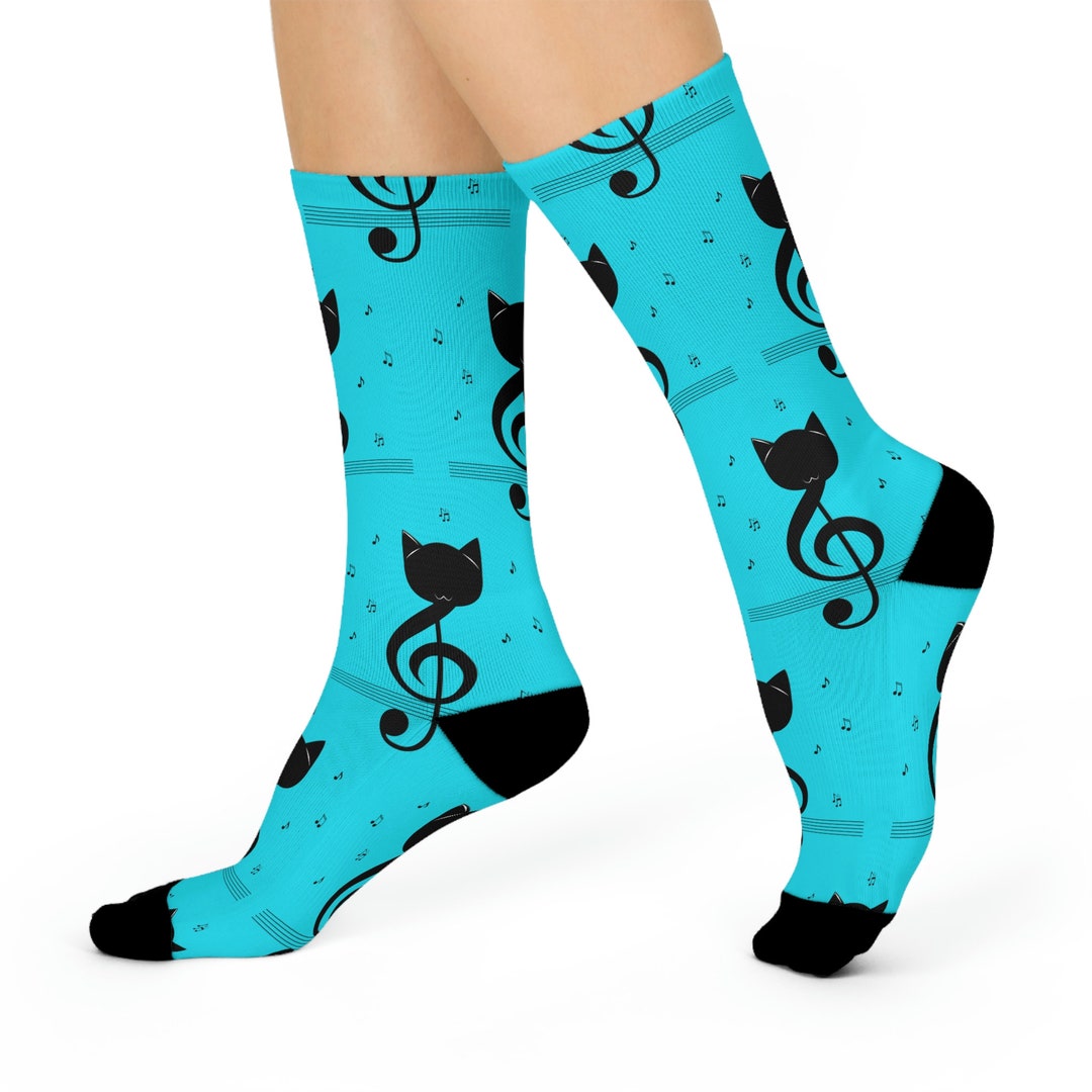 Music Cat Socks (turquoise), Perfect Music Note Gift for String Players ...