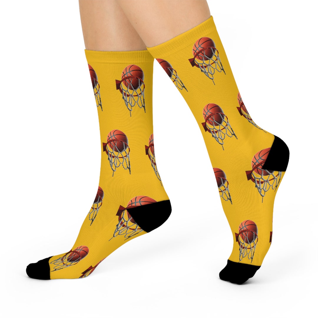 Basketball & Hoop Crew Socks (gold) - Etsy