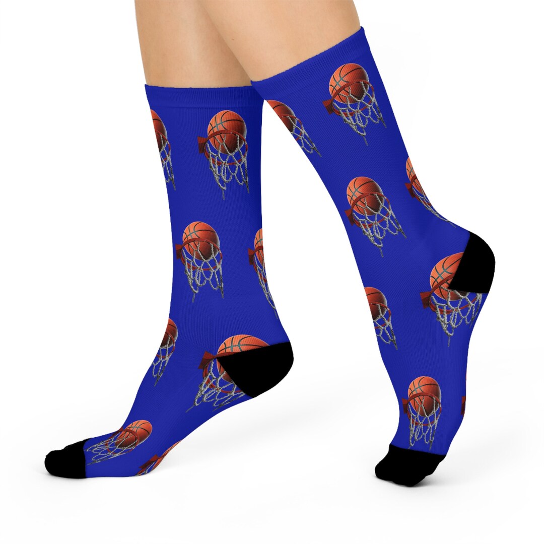 Basketball & Hoop Crew Socks (dark Blue) - Etsy