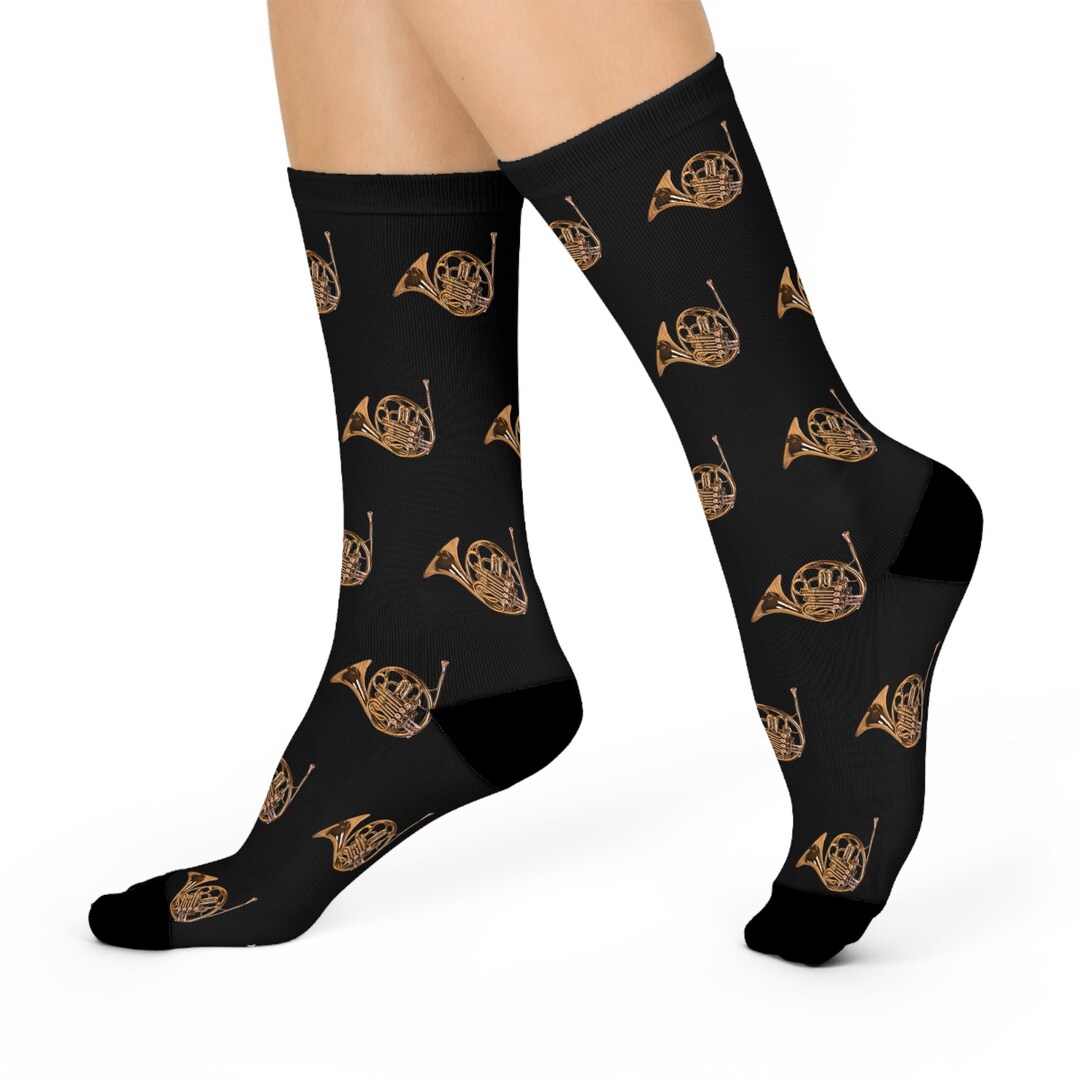 French Horn Crew Socks | Unique Classical Orchestra Gift for Music ...