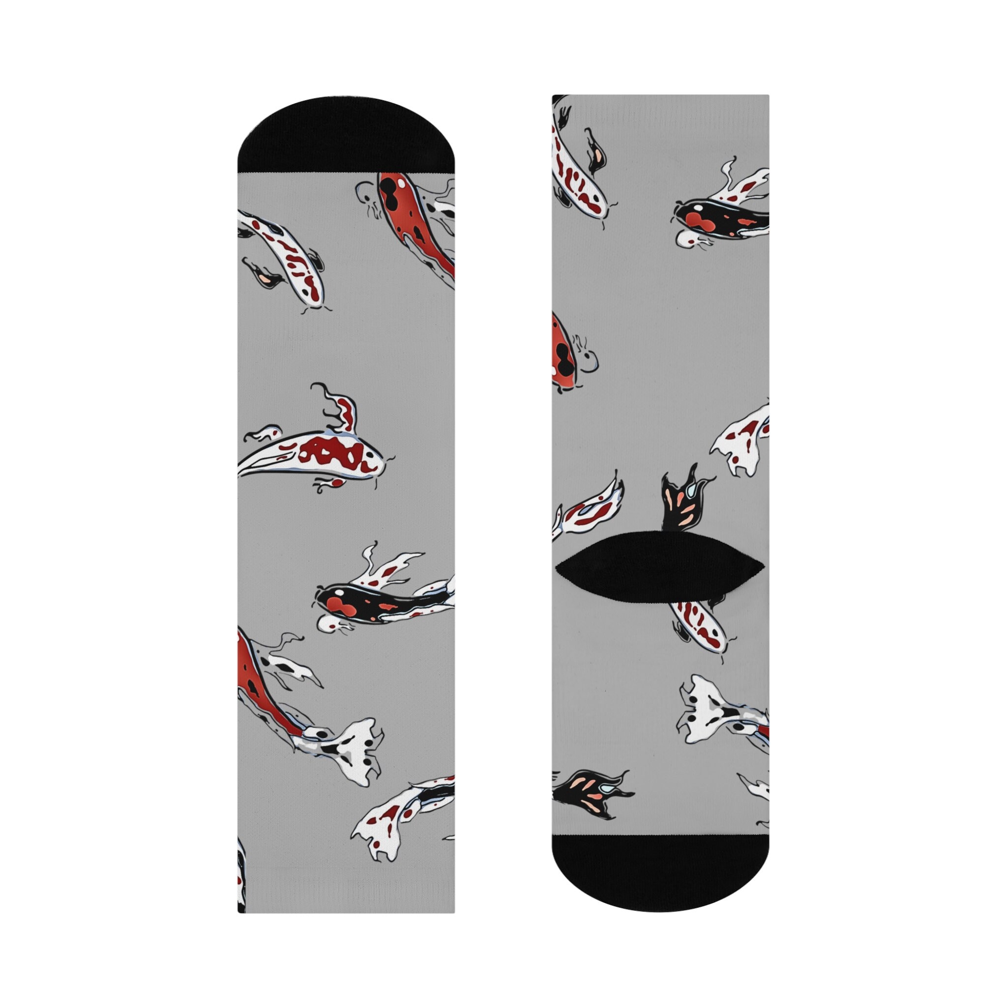 Koi Fish Crew Socks (grey) - Etsy