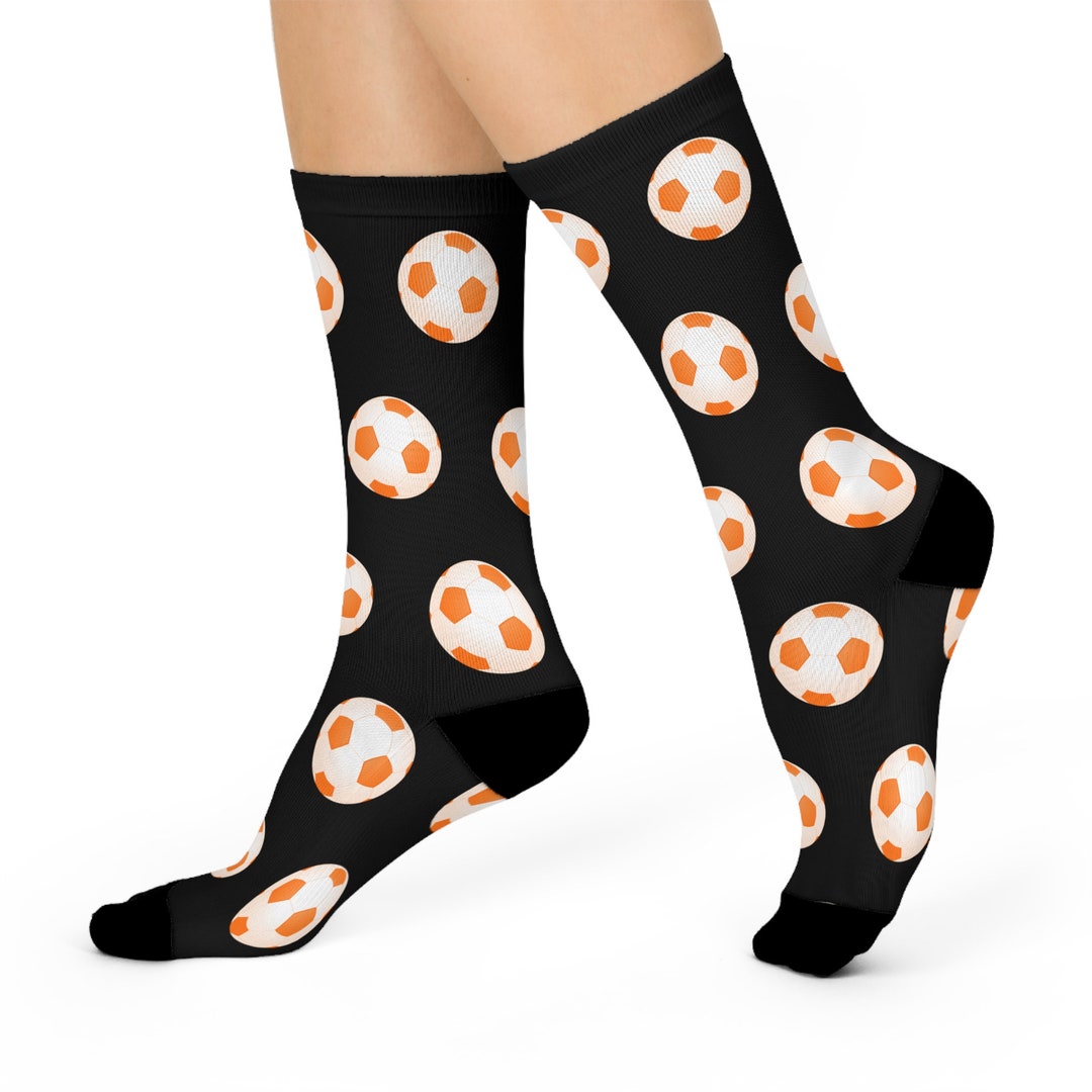 Soccer Ball Crew Socks (black, White & Orange) - Etsy