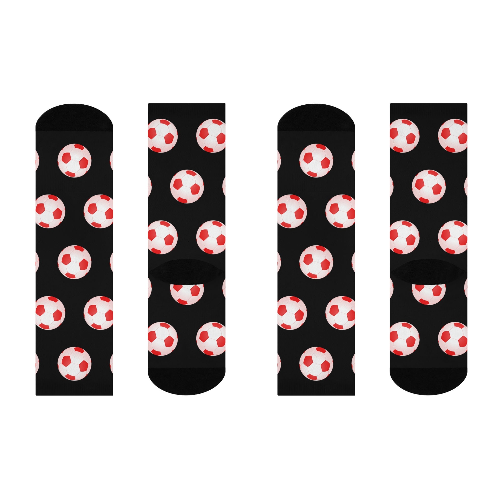 Soccer Ball Crew Socks (black, White & Red) - Etsy