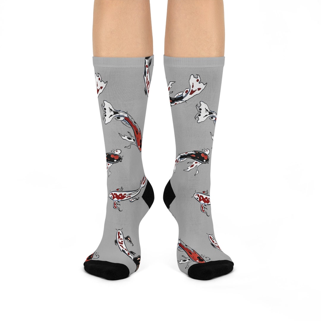 Koi Fish Crew Socks (grey) - Etsy