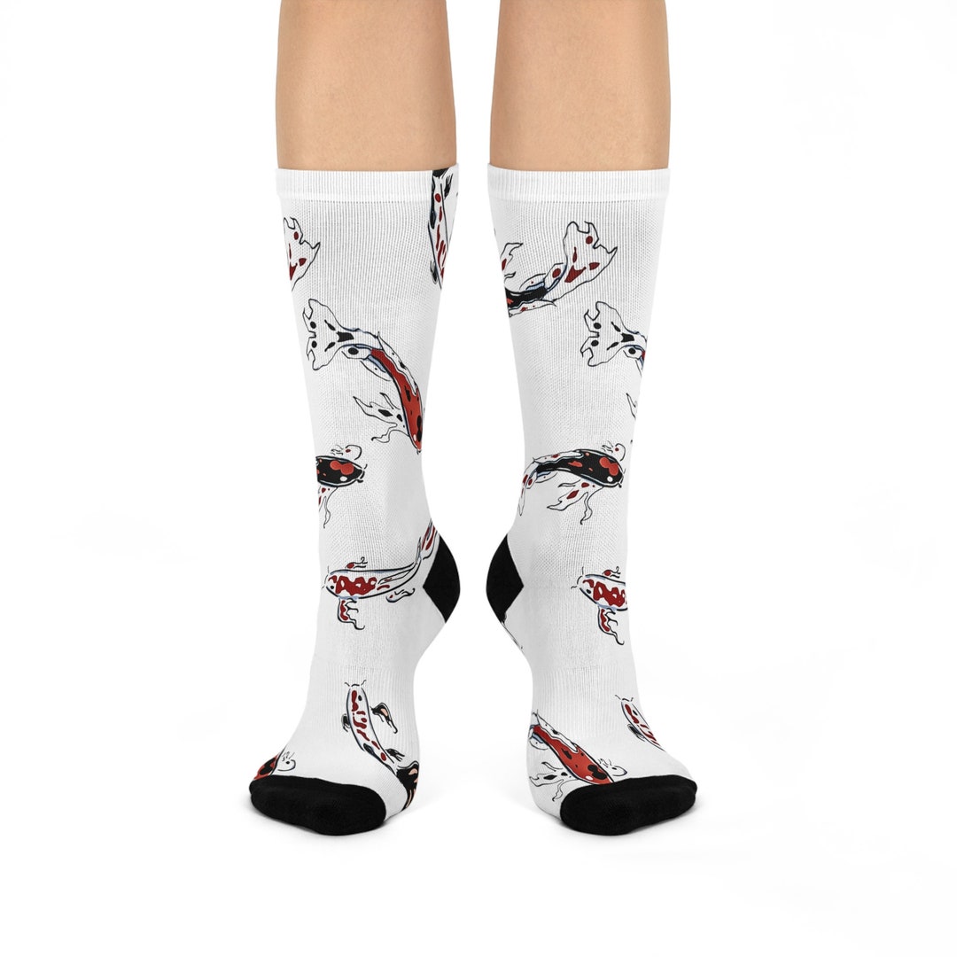 Koi Fish Crew Socks (white) - Etsy