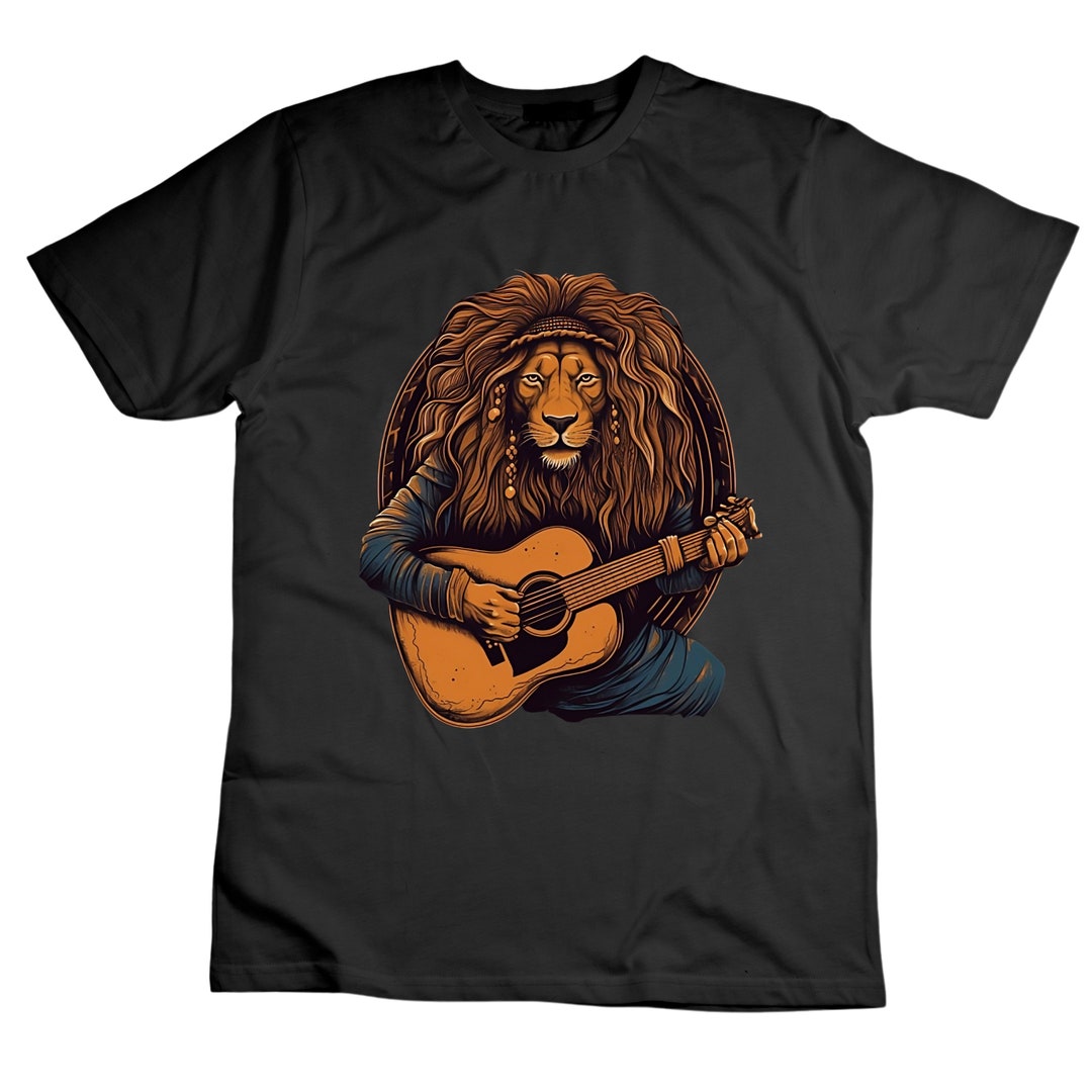 Unisex Dreadlocked Lion Guitarist T-shirt,funny Vintage Guitar Shirt ...