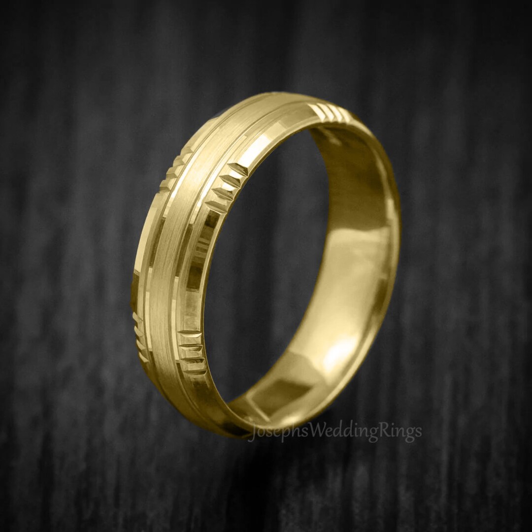 Exquisite 9K or 18K Solid Gold Wedding Band in 3/4/5/6MM, Satin Finish ...