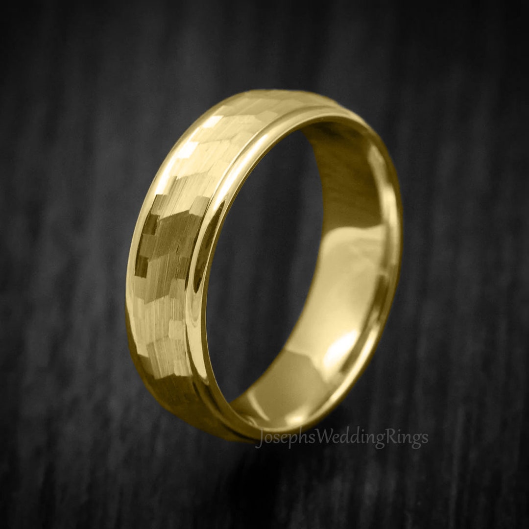 Elegant Hammered 9K or 18K Solid Gold Wedding Band in 3/4/5/6MM ...