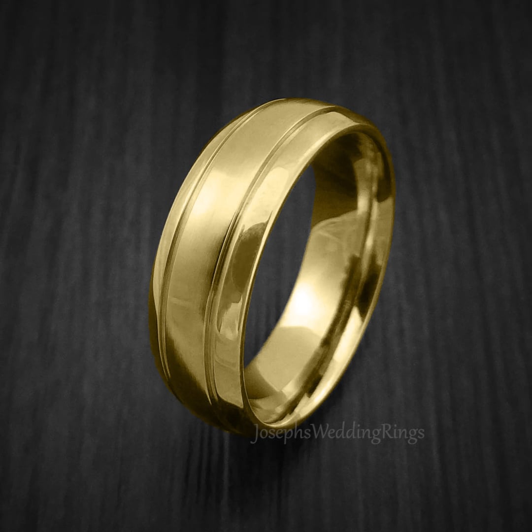 Dome Shaped 9K or 18K Solid Gold Wedding Band in 3/4/5/6MM, Centre ...