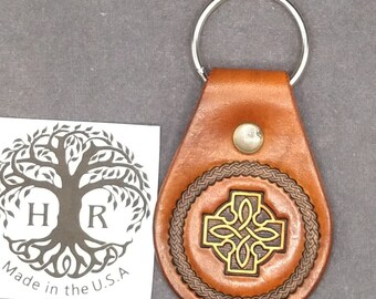 Leather Key Fob Celtic Cross - Etsy