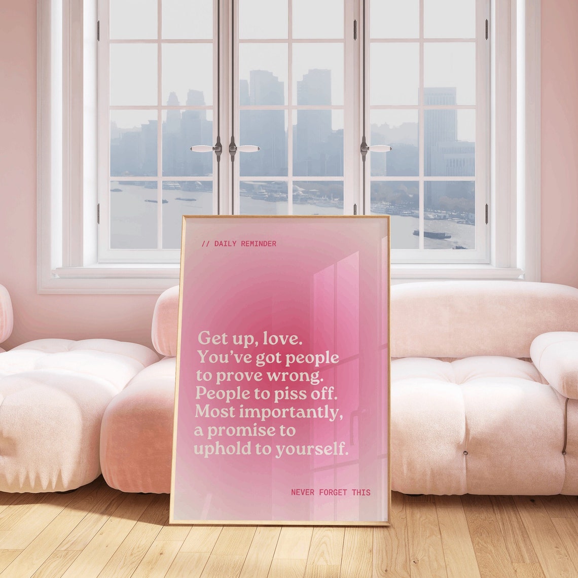 Daily Motivational Wall Art Pep Talk Art Print Pink Gradient Poster ...