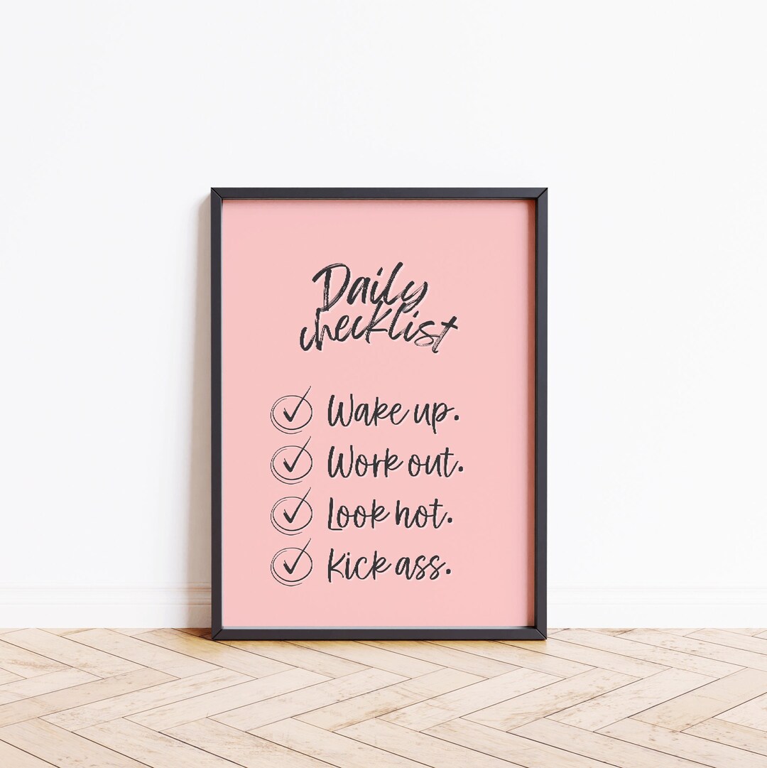 Daily Checklist Poster Checklist Wall Sign Daily Motivation Print Light ...