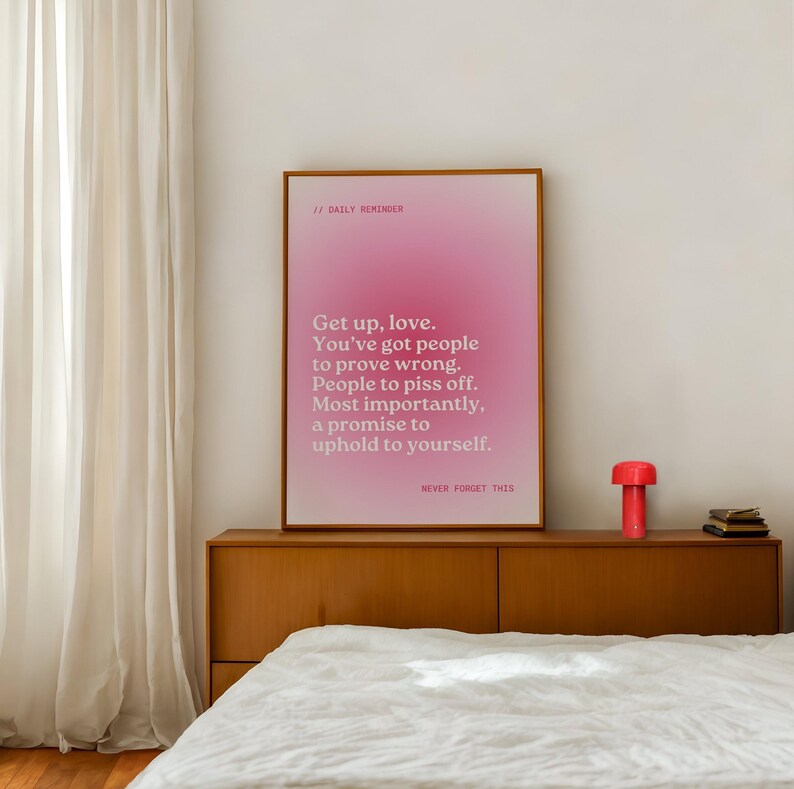 Daily Motivational Wall Art | Pep Talk Art Print | Pink Gradient Poster ...