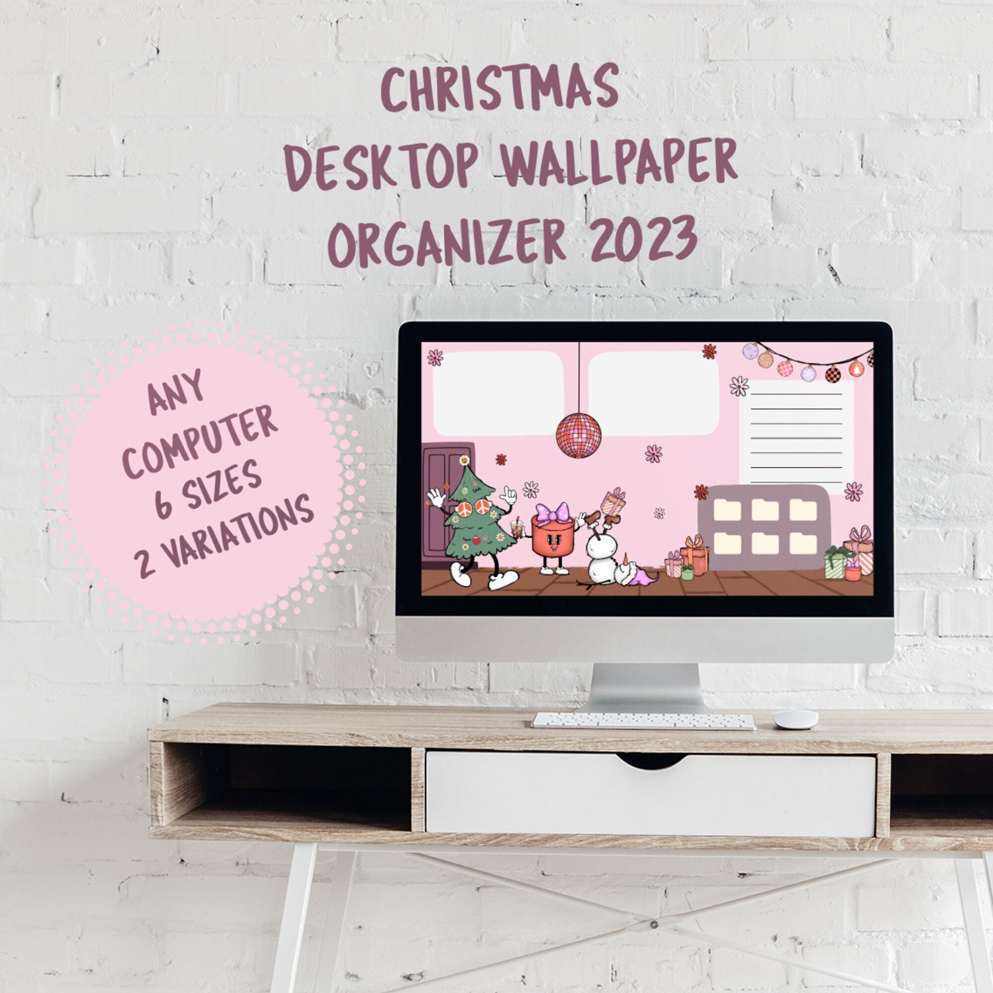 Desktop Wallpaper Organizer Pink | Christmas Desktop Wallpaper ...