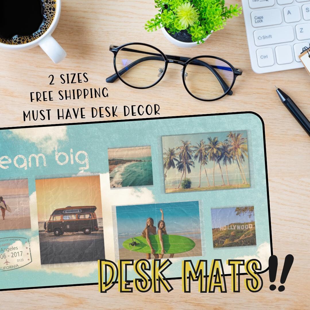 Photo Collage Vision Board Desk Mat | Custom Mousepads | Dream Big Desk ...