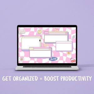 Desktop Icon Organizer Retro Pink | MacBook Wallpaper Organizer | Pink ...