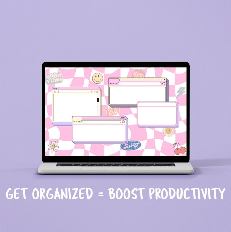 Desktop Icon Organizer Retro Pink | MacBook Wallpaper Organizer | Pink ...
