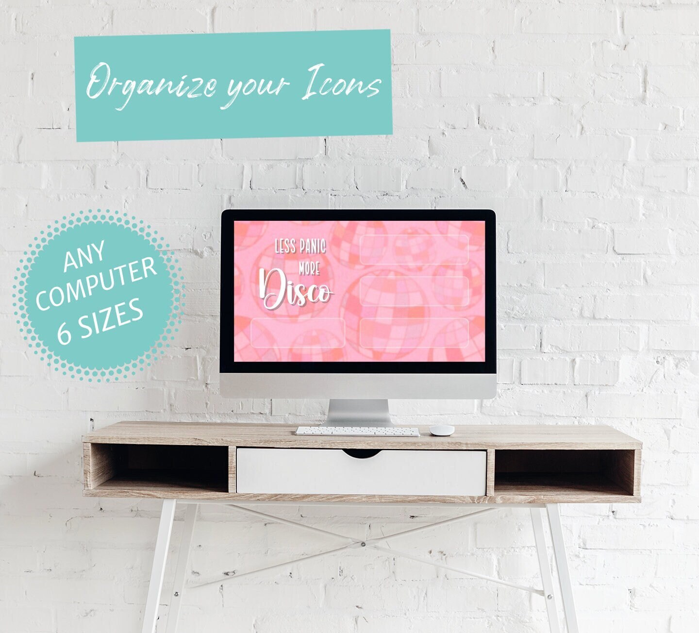 Canva Desktop Wallpaper Icon Organizer MacBook Wallpaper Disco 70's ...