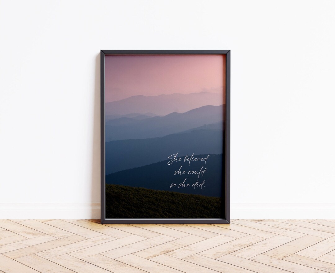 Gradient Poster With Quote | Printable Mountain Poster | Scenic Wall ...