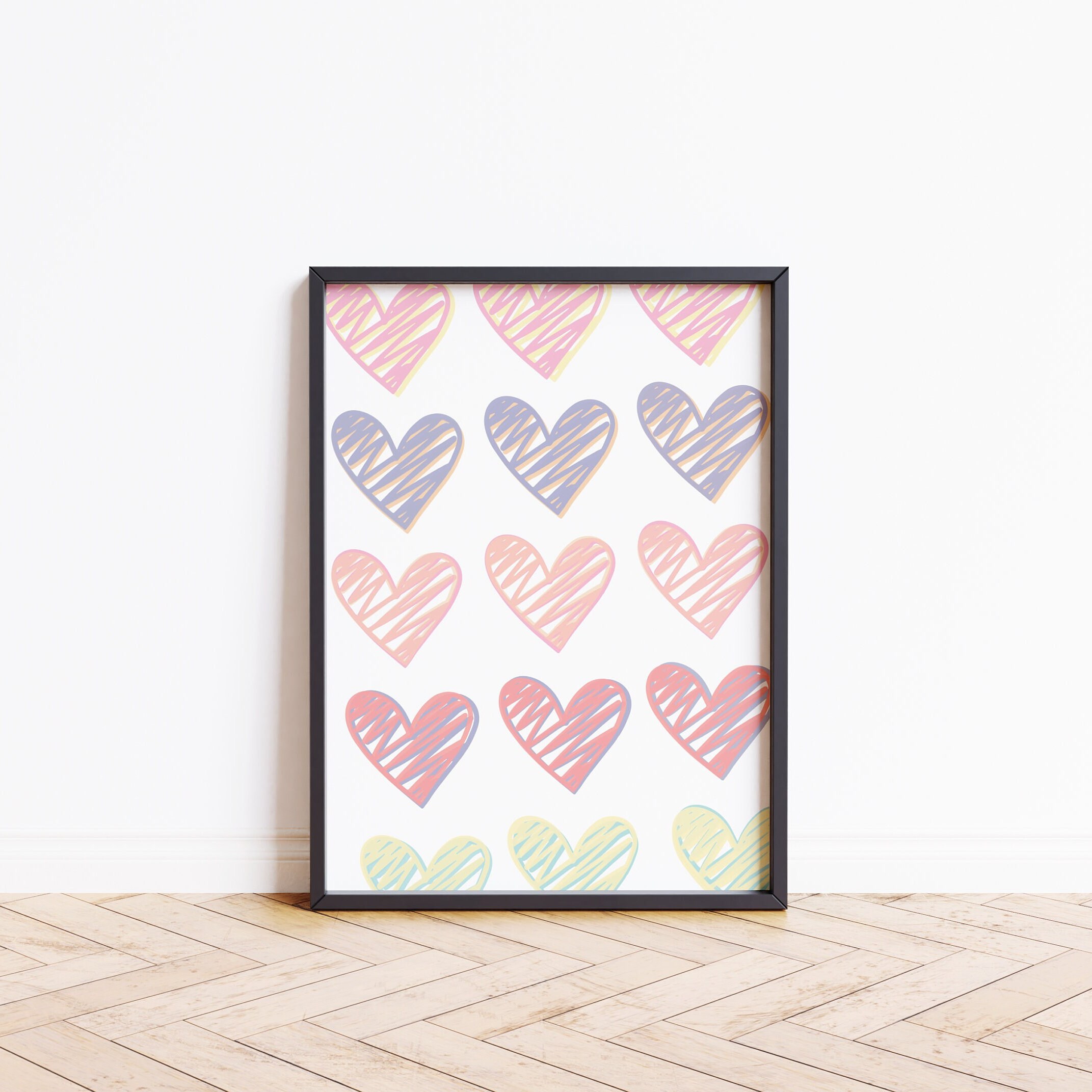 Heart Wall Art Pastel Room Decor Cute Heart Art Prints - Etsy