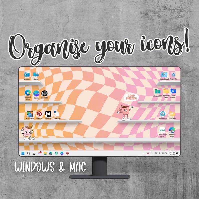 Pink Desktop Wallpaper Organizer 2024 | Pink Checkered Computer ...