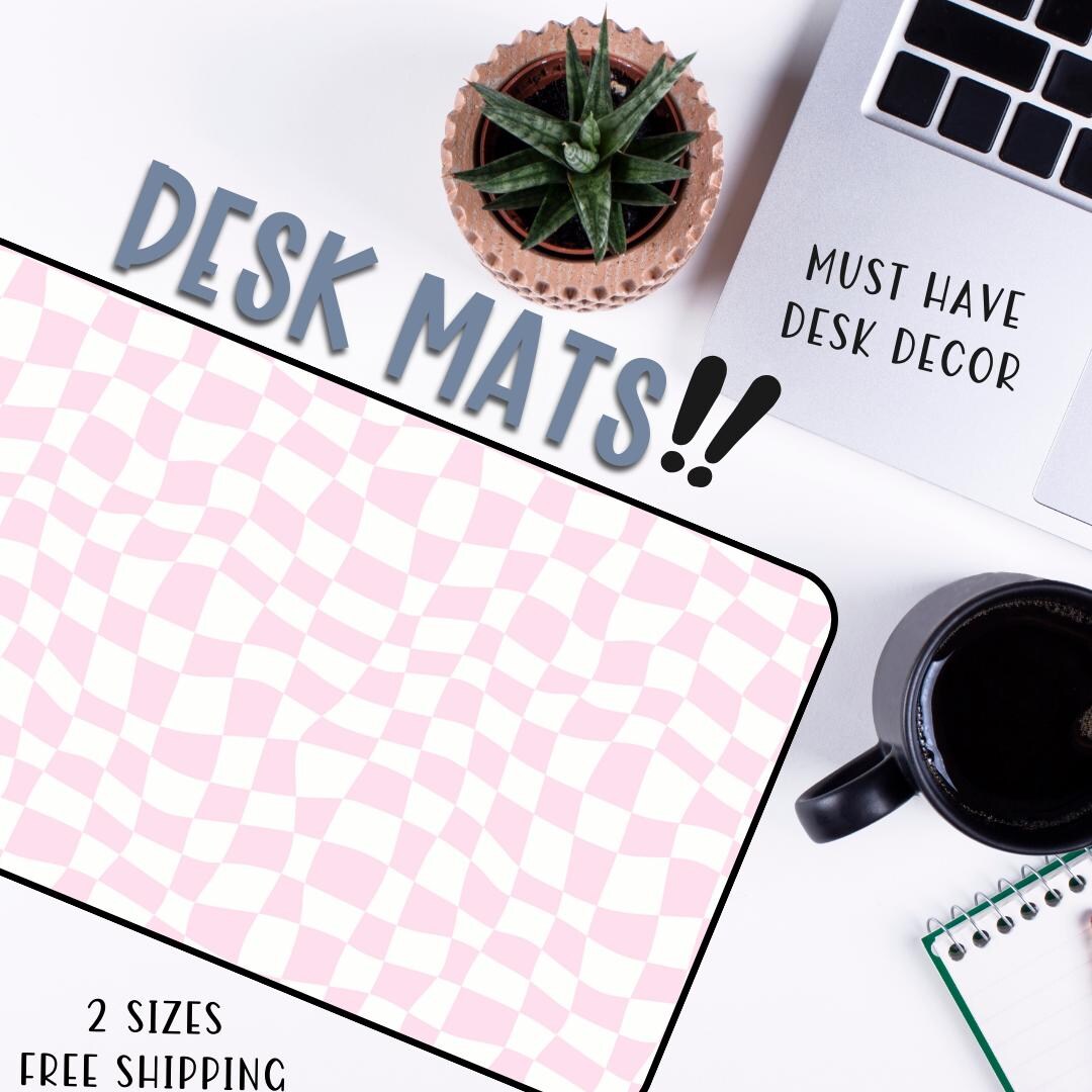 Large Pink Desk Mat | Cute Desk Accessories | Retro Desk Mats Pink ...