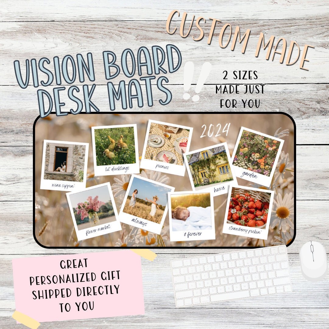 Cottagecore Vision Board Desk Mat Custom Mouse Pad Floral Mouse Pad ...