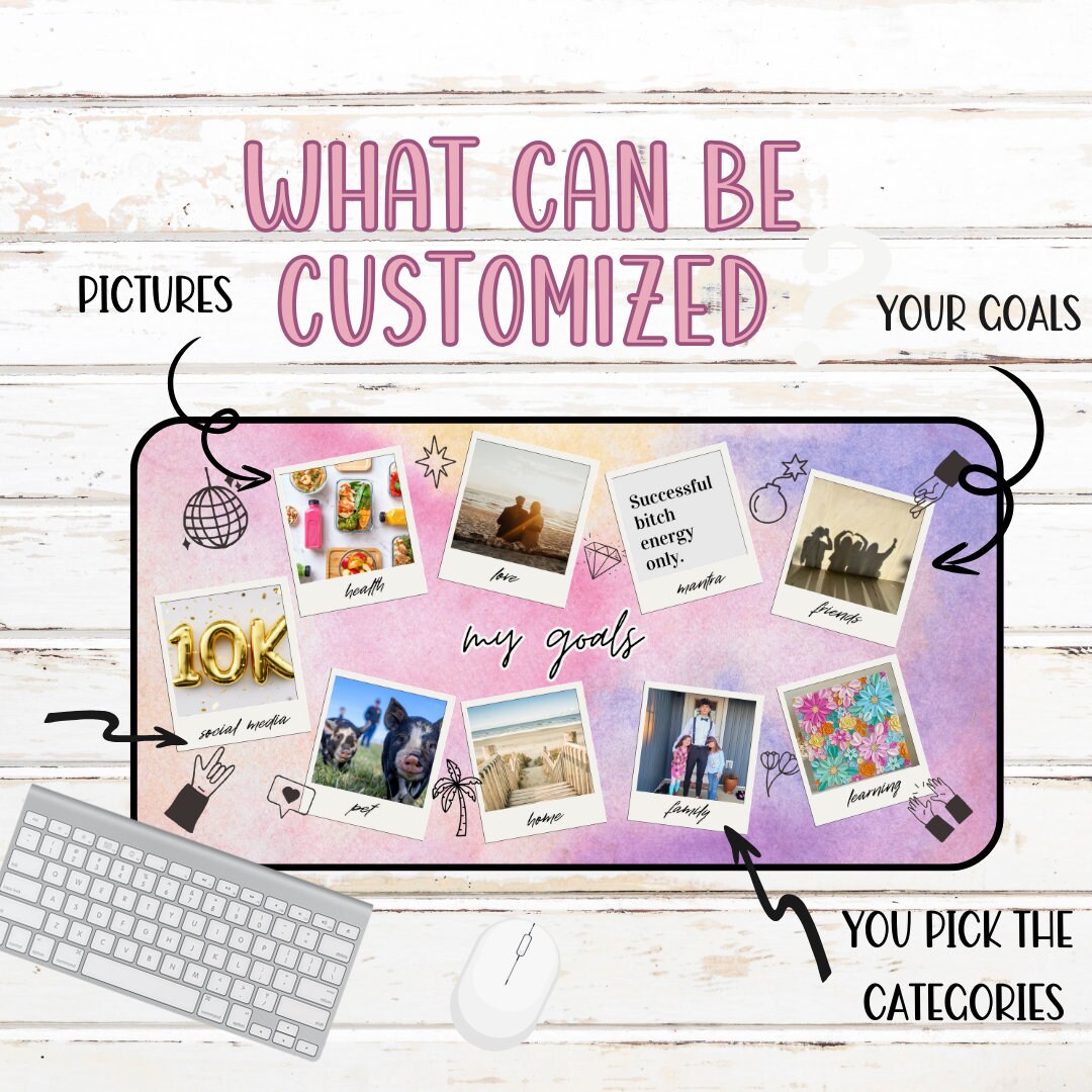 Custom Desk Mats | Vision Boards | Desk Decor Pink Purple ...
