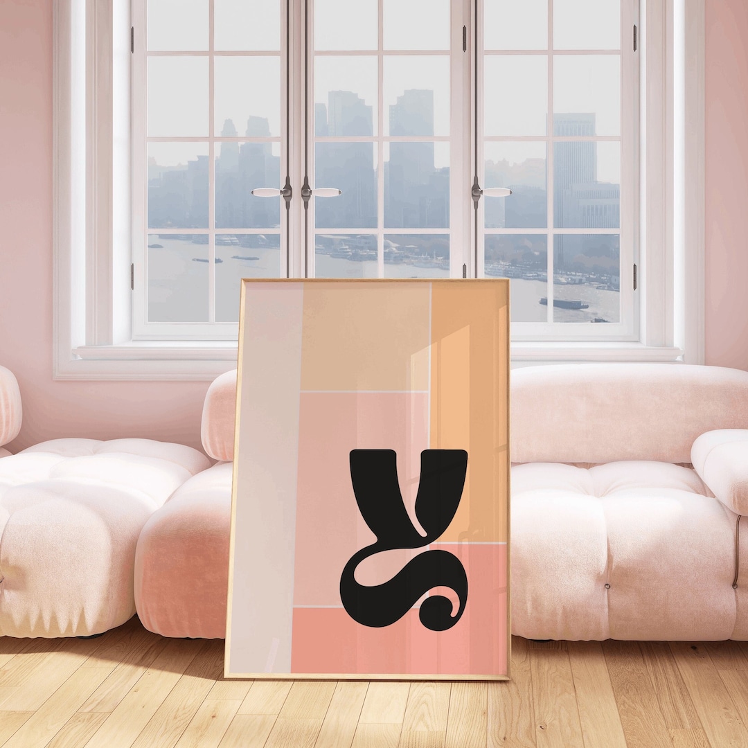 Letter Y Wall Art Peach Color Block Art Initial Home Decor Letter Y Art ...