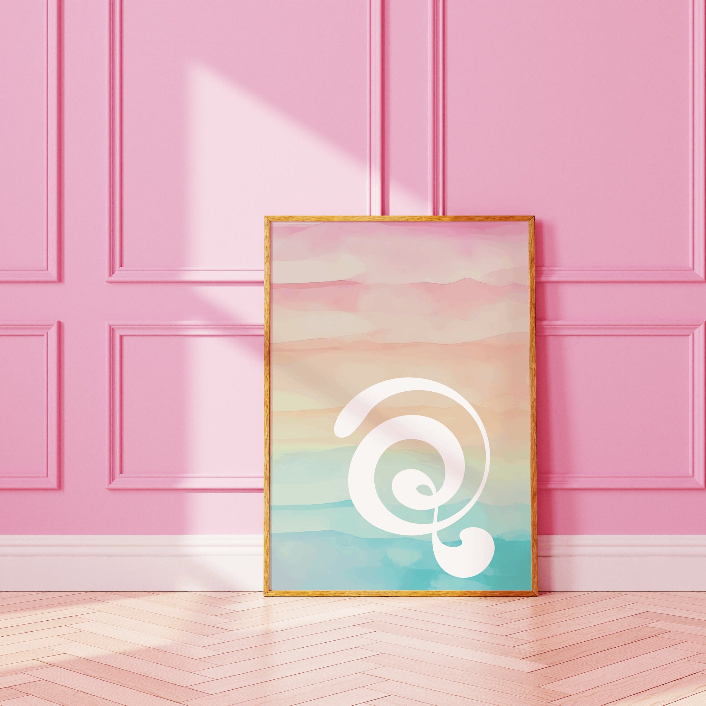 Initial Wall Art Watercolor Custom Prints Last Name Blue Poster Print ...