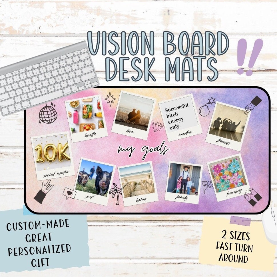 Custom Desk Mats | Vision Boards | Desk Decor Pink Purple ...