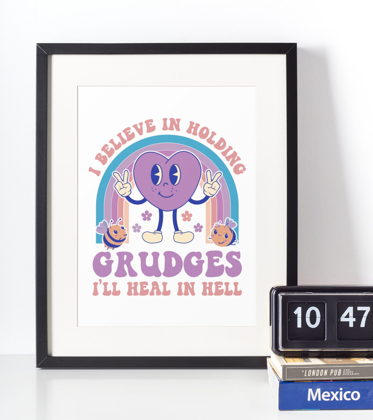 Funny Retro Wall Art | Holding Grudges Poster | Cartoon Humor Poster | Printable Wall Decor ...
