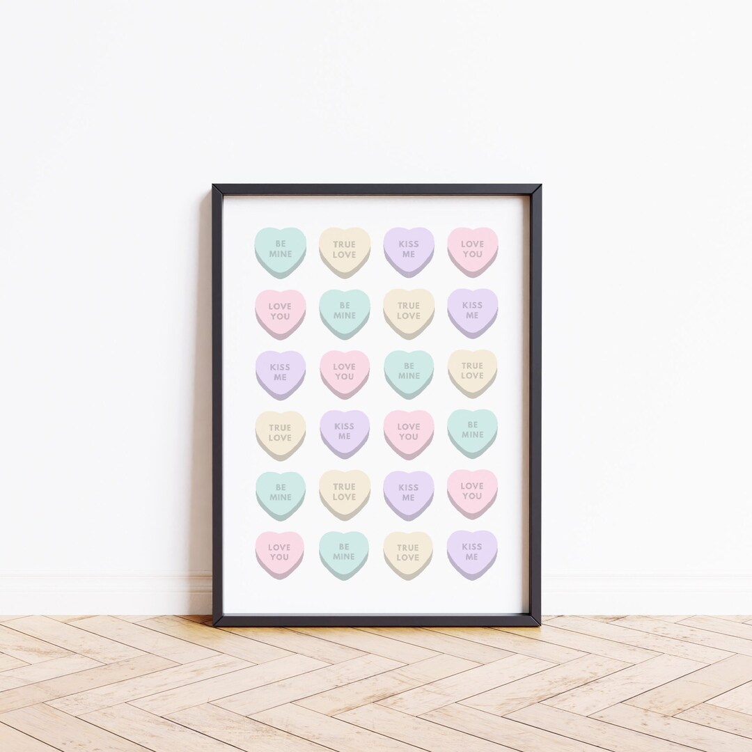 Heart Candy Poster | Pastel Heart Candy Print | Colorful Decor | Dorm ...