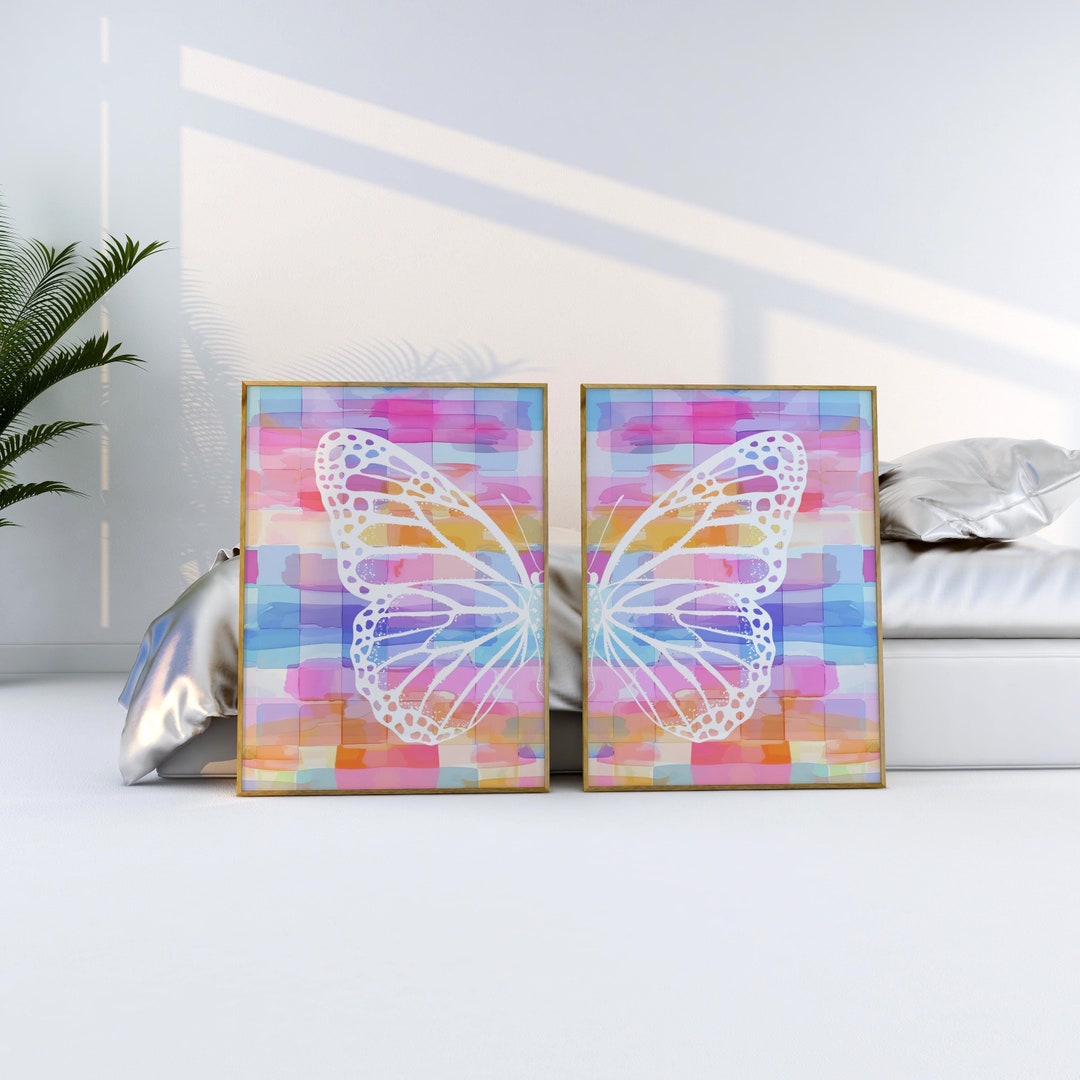 2 Piece Butterfly Print | Preppy Y2k Room Decor | College Dorm Decor ...