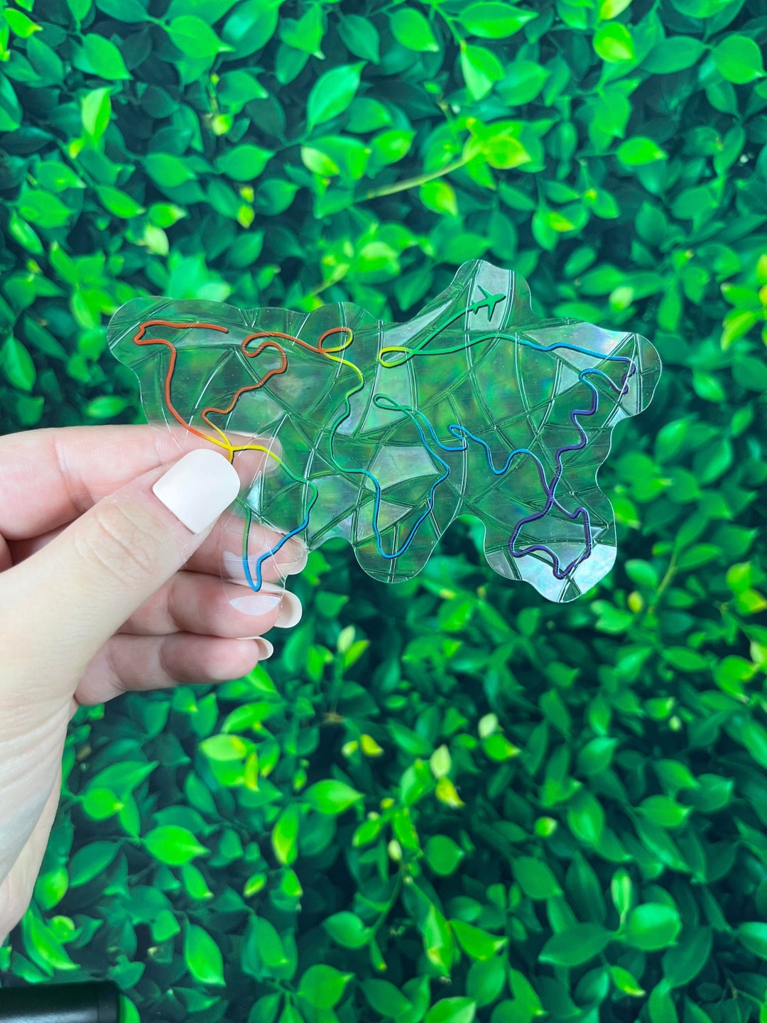 World Map Travel Suncatcher Sticker Prismatic Vinyl Window - Etsy